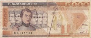 Banknote: 5,000 Pesos (Mexico(1985-1991 Issue) Wor:P-88b.11