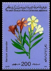 Stamp: Nerium oleander (Libya(Libyan Flowers) Mi:LY 2256,Sn:LY 1541c,Yt ...