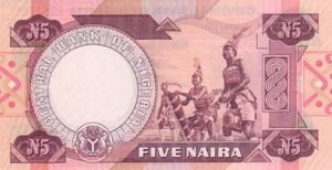 Banknote: 5 Naira (Nigeria(1984-2022 Issue) Wor:P-24c.1.1 💴