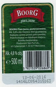 Drink Label: Boorg (Browar Van Pur, PolandCol:PL-BEER-000326