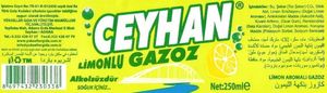 Drink Label: Ceyhan Limonlu Gazoz (Yükseller Gıda Ltd.Şti., Türkiye ...