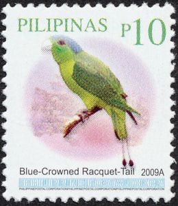 Stamp: Blue-crowned Racquet-tail (Prioniturus discurus) (Philippines ...