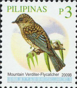 Stamp: Mountain Verditer Flycatcher (Eumyias thalassinus) (Philippines ...