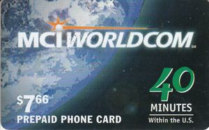 Phonecard: MCI Worldcom 40 minutes (MCI (MCI), United States of America ...