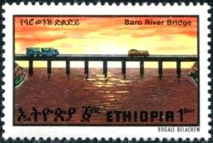 Stamp: Bridge (Ethiopia(Baro River Bridge Opening) Mi:ET 1079,Sn:ET 993 ...