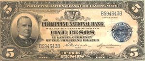 Banknote: 5 Pesos (Philippines) (1921 Issue, Philippine National Bank ...