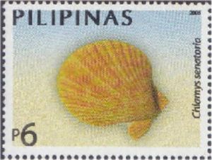 Stamp: Noble Scallop (Chlamys senatoria) (Philippines(Philippine Shells ...