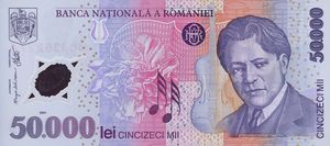 Banknote: 50,000 Lei (Romania(2000-2004 Polymer Issue) Wor:P-113a.2