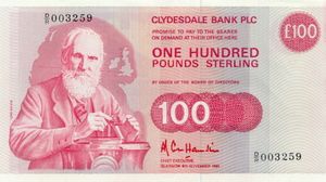 Banknote: 100 Pounds Sterling (Scotland(Clydesdale Bank (1982-1991 ...