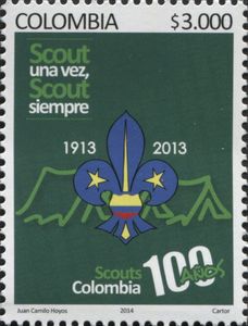 Stamp: Centenary of scouting in Colombia (Colombia) (Centenary of ...