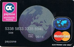 Bank Card: Payzone Mastercard (Banque Invik [Luxembourg], IrelandCol:IE ...