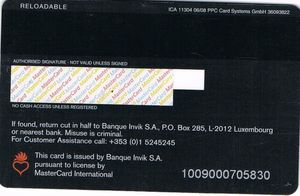 Bank Card: Payzone Mastercard (Banque Invik [Luxembourg], IrelandCol:IE ...