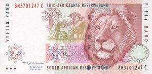 钞票: 50 Rand (南非(1992-1999 Issue) Wor:P-125c 💴