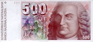 Banknote: 500 Franken (Schweiz) (1975-1993 Issue National Bank) Wor:P-58c.2