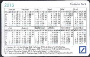 Pocket Calendar: Deutsche Bank - Schoolholidays (Germany, Federal ...
