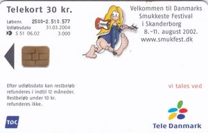 Karta: Skanderborg Festival 2002 (Tele Danmark, Dánsko(TDC Special) Tel ...