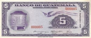 Banknote: 5 Quetzales (Guatemala(1948-1955 "Printer ABNC" Issue) Wor:P ...