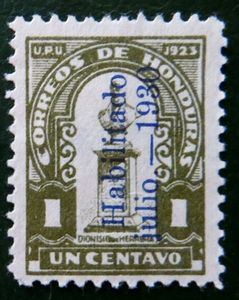 Stamp: Dionisio de Herrera, surcharged (Honduras(Stamps of 1915-26 ...