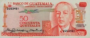 Billete de Banco: 50 Quetzales (Guatemala(1969-1983 "Printer TDLR ...