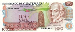 Billete de Banco: 100 Quetzales (Guatemala(1969-1983 "Printer TDLR ...
