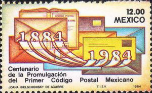 Stamp: Centenary of the Enactment of the First Mexican Postal Code ...