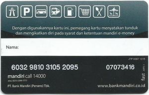 Bank Card: e-Toll Card (Bank Mandiri, Indonesia) Col:ID-GM-0049