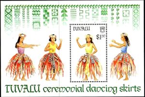 Stamp: Dance (Tuvalu(Palm-frond or Pandanus-leaf Skirts) Mi:TV BL39,Sn ...