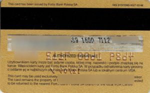 Bank Card: Fortis (Fortis Bank, PolandCol:PL-VI-0141.01