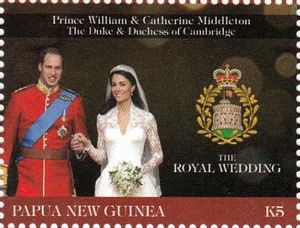 Stamp: The Duke and Duchess of Cambridge holding hands (Papua New ...
