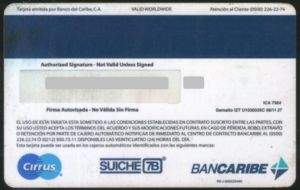 Bank Card: Bancaribe (Banco Del Caribe, VenezuelaCol:VE-MS-0529