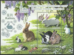 Stamp: Domestic Rabbit (Oryctolagus cuniculus domesticus) (Korea, North ...