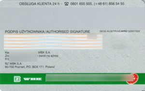Bank Card: WBK e (Bank Zachodni WBK, PolandCol:PL-VI-0144.01