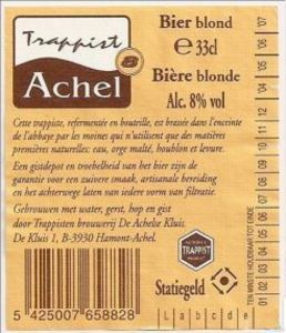 Etiqueta de bebida: Trappist Achel (Trappistenabdij De Achelse Kluis ...