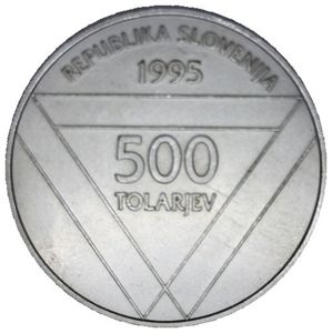 Moeda: 500 Tolarjev (100th Anniv. of the opening of Aljaž Tower) (Eslovênia) (1991~2006 - Tolar ...