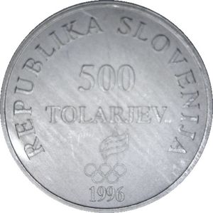 Coin: 500 Tolarjev (Olympic Centennial) (Slovenia(1991~2006 - Tolar (Numismatic Product)) WCC:km36