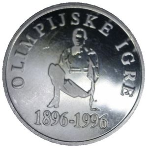 Coin: 500 Tolarjev (Olympic Centennial) (Slovenia(1991~2006 - Tolar (Numismatic Product)) WCC:km36
