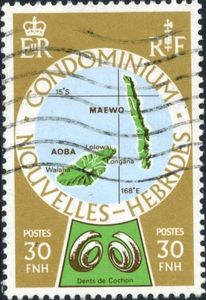 Stamp: Maebo, Aoba (New Hebrides(Definitives: Island Maps) Mi:NH 491,Sn ...