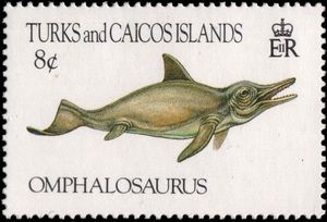 Stamp: Omphalosaurus (Turks and Caicos Islands(Prehistoric Animals) Mi ...