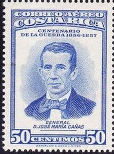 Stamp: Gen. Jose Maria Canas. (Costa Rica) (Centenary of War of 1856-57 ...