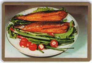 Calendario de Bolsillo: Fish with a Garnish on a Plate (Unión Soviética ...