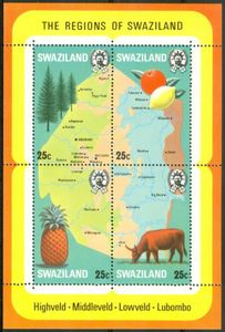 Stamp: Map of Swaziland and produce (Eswatini (Swaziland)(Maps and ...