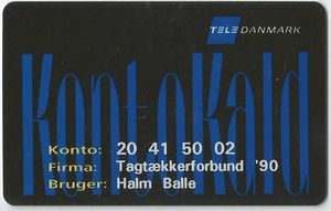 Phonecard: KontoKald Blue Companycard (Creditcard) (Tele Danmark, Denmark(KontoKald) Col:KON-DEN-003