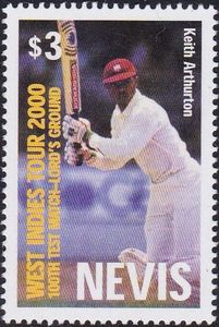 Stamp: Keith Arthurton. (Nevis(100th Test Match at Lord’s Ground) Mi:KN ...