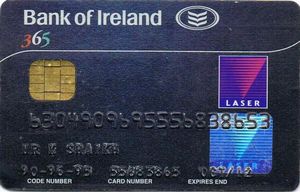 Bank Card: Maestro "365" (Bank of Ireland, IrelandCol:IE-MS-0007.01