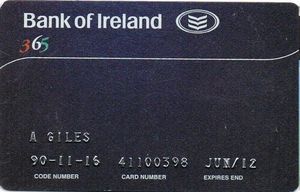 Bank Card: Bank of Ireland 365 (Bank of Ireland, IrelandCol:IE-CR-0004