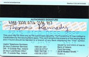 Bank Card: World Map (Bank of Ireland, IrelandCol:IE-VI-0010