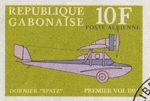 Stamp: Plane (Dornier "Spatz") (Gabon(1st ann. of death of Claude ...