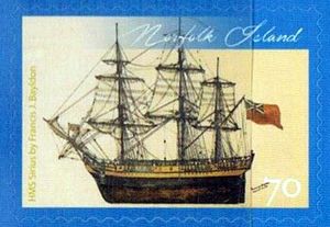 Stamp: "HMS Sirius", by Francis J. Bayldon (Norfolk Island(225th ...