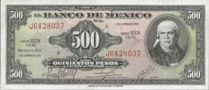 Banknote: 500 Pesos (Mexico) (1946-1978 Issue) Wor:P-51r.6