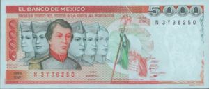 Banknote: 5,000 Pesos (Mexico) (1983-1984 Issue) Wor:P-83b.11